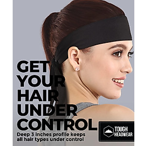Tough Headwear Tie Headband for Men - Tennis Headband for Women, Sweat Band for Workout, Running, Football, Basketball, Athletics - Midnight Black
