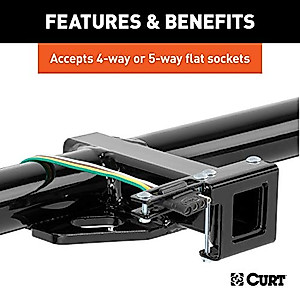 CURT 58002 Easy-Mount Vehicle Trailer Wiring Connector Mounting Bracket for 1-1/4-Inch Receiver, 4 or 5-Way Flat