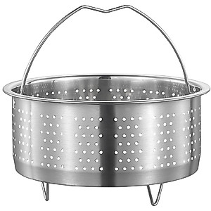 DOITOOL Stainless Steel Steamer Basket for Metal Steamer Insert Steaming Rack with Handle Vegetables Fruit Colander Strainer Rice Cooker Steaming Basket for Dumpling Dim Sum 22cm