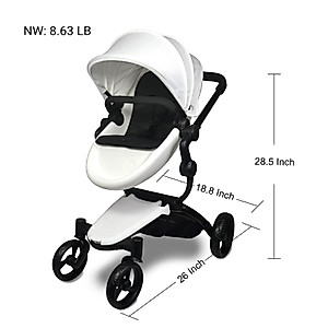 Anivia Luxury Baby Doll Stroller for 18" & 20" Girl Dolls - Doll Stroller with Folding Canopy, Mute Wheels and 2 Storage Baskets, Easy to Assemble