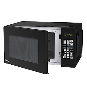 Impecca Countertop Microwave Oven w/ 10 Power Levels, Child Lock, LED Lighting, 700Watt & 0.7 Cu. Ft., Convenient Cooking Controls and Touch Pad Panel, Black Color