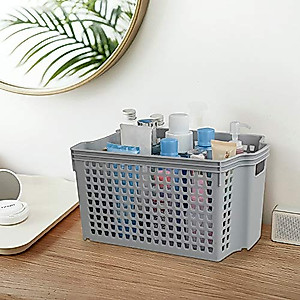 Neadas Plastic Small Deep Stacking Baskets, Stackable Storage Baskets, 6 Packs