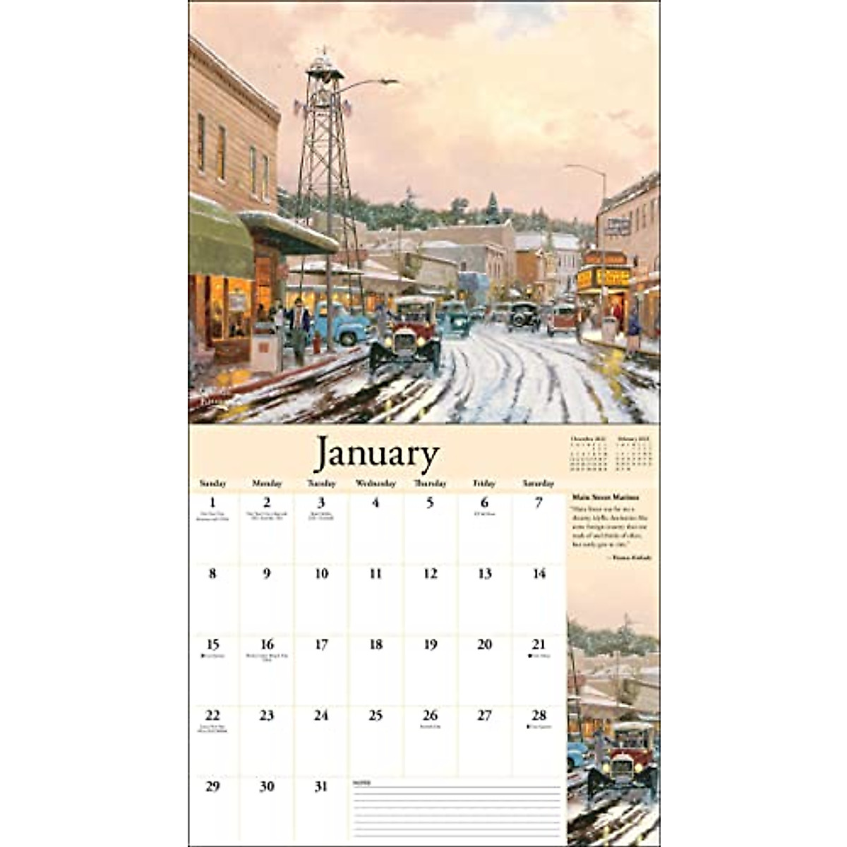 Thomas Kinkade Special Collector's Edition 2023 Deluxe Wall Calendar with Print: Hometown Memories