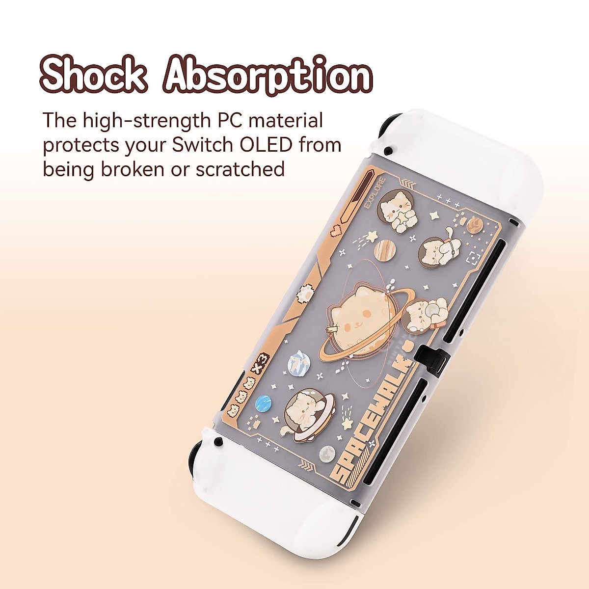 GeekShare Protective Case Slim Cover Case Compatible with Nintendo Switch OLED and Joy-Con - Shock-Absorption and Anti-Scratch - Space Cat