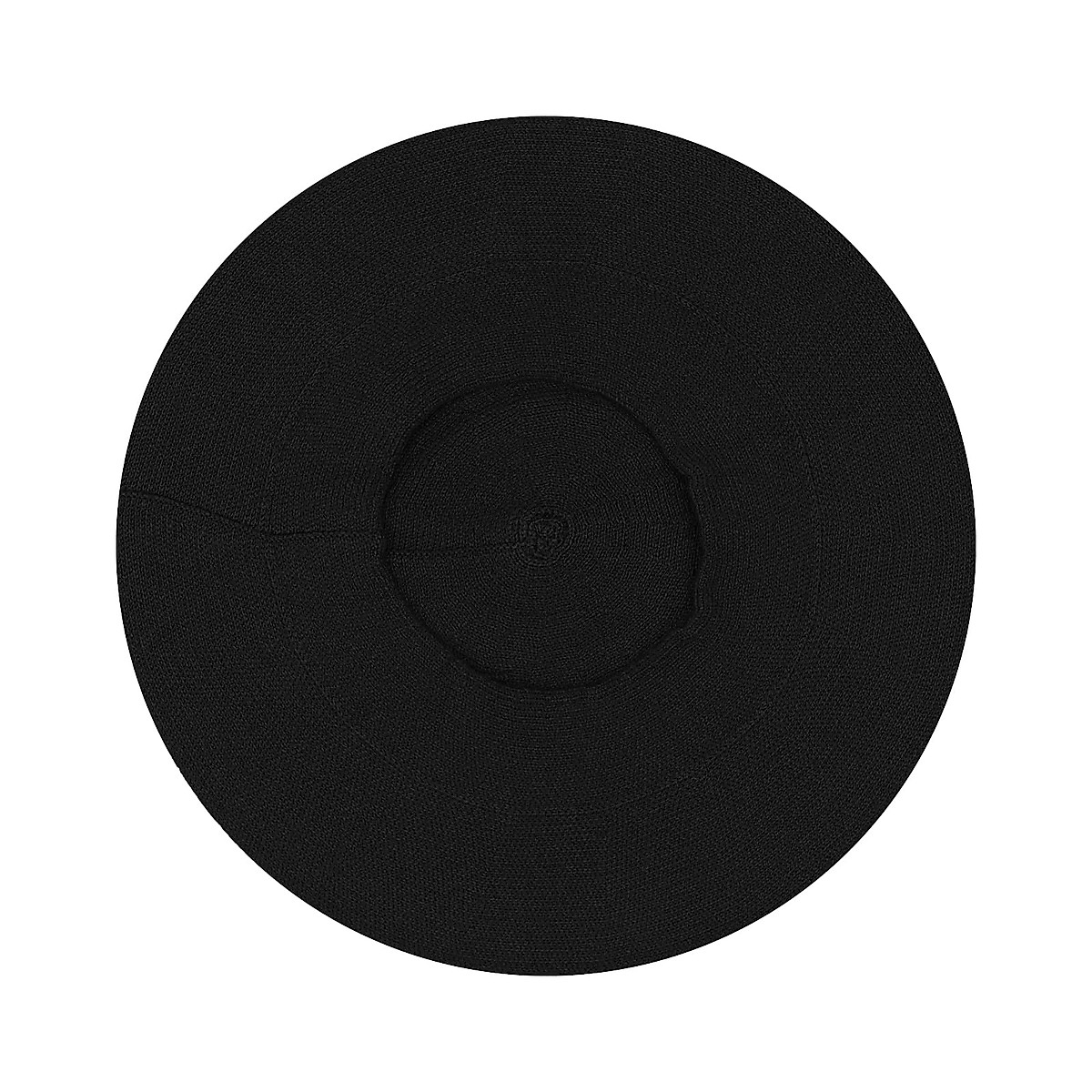 Gllutt Cashmere Beret Hat French Style Stretchy Knitting Solid Color Both Side Usable (Black)