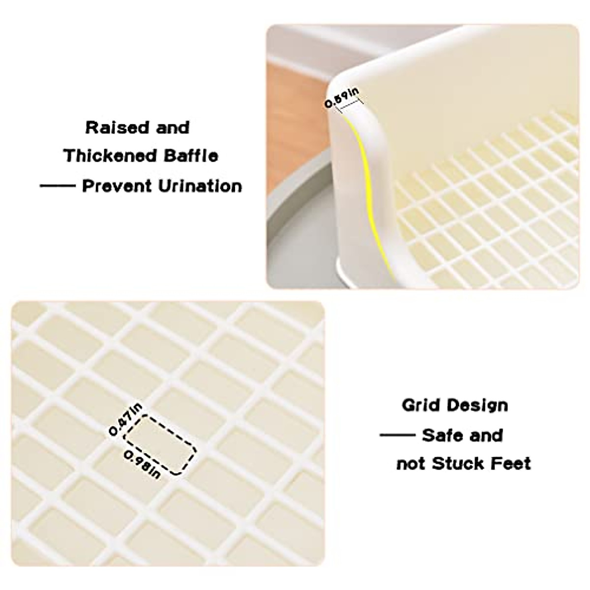 BNOSDM Bunny Litter Box with Tray Dwarf Rabbit Cage Potty Trainer Corner Small Animal Toilet Plastic Detachable Pet Guinea Pig Litter Pan Bedding Box for Chinchillas Galesaurs Ferret