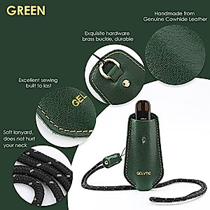 GELVTIC Leather Vape Holder Pouch Necklace Lanyard, Protective Case Cover for Vape Device Electronic Cigarette, Vape Carrying Case Bag Pocket (Green)