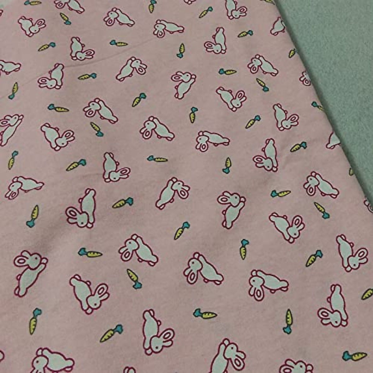 PUMCRAFT Sewing Fabric 100% Cotton Flannel Soft Pink Rabbit Printed Flannel Fabric Patchwork Cloth Children Dress Home Decor - 50cm - 105CM Fabric Patchwork Craft