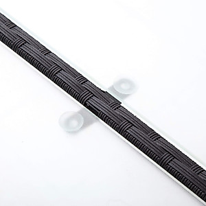 ERYE 7 Pieces PE Wicker Rattan Dining Sets Include Tempered Frosted Glass Table,6 Armchairs and Cushions, All-Weather Outdoor & Patio Conversation Dinner Furniture for Garden Backyard,Black +Beige