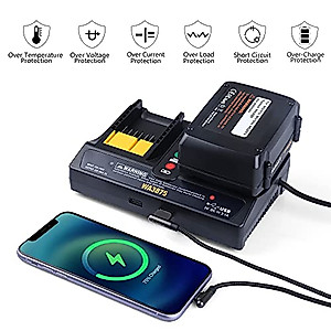 20V WA3875 Charger Replacement for Worx 20 Volt WA3770 Dual-Port Battery Charger with LED Indicator, Compatible with Worx 20V Li-ion Battery WA3520 WA3525 WA3575 WA3578 WA3512 WA3522 WA3671