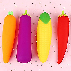 ManFull High Capacity Pen Case, Pencil Pouch, Pen Bag, Carrot Banana Fruit Silicone Pencil Case Storage Pen Bag Coin Purse Key Wallet for School Corn**