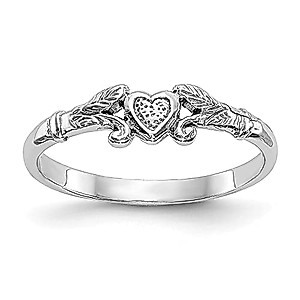 IceCarats 14K White Gold Small Heart Love Ring Size 1