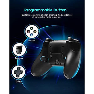 YKOEX Switch Controller, 9 LED Colors, Switch Pro Controller Compatible with Switch/Switch OLED/Switch Lite, Wireless Gamepad with Back Buttons/Programmable/Motion Control/Dual Vibration/Turbo