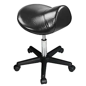 Master Massage Equipment Ergonomic Swivel Saddle Rolling Hydraulic Stool in Black for Clinic, Spas, Salons, Debtists, Classrooms, Home, Office