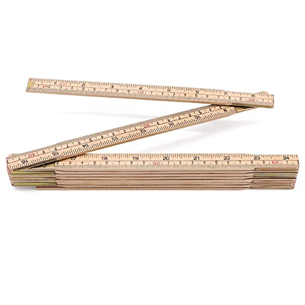 Jeemiter Wood Folding Rule, 6.5FT 2M Foldable Ruler with Inch and Metric Measurements for Carpenters