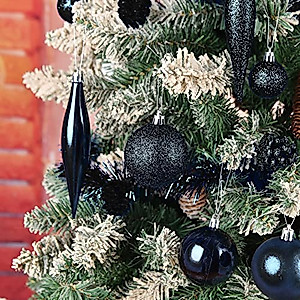 100ct Halloween Balls Tree Ornaments, Shatterproof Halloween Tree Decorations Set with Reusable Hand-held Gift Package for Holiday Halloween, Xmas Tree Decor (Black)
