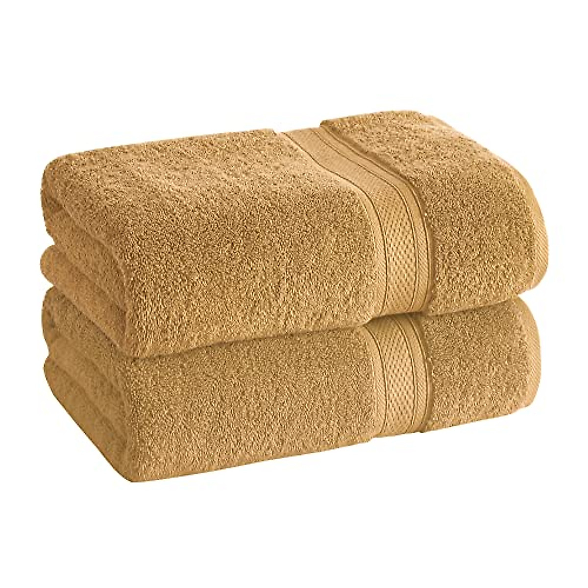 CANNON 100% Cotton Low Twist Hand Towels (18" L x 30" W), 550 GSM, Highly Absorbent, Super Soft and Fluffy (2 Pack, Ocher)