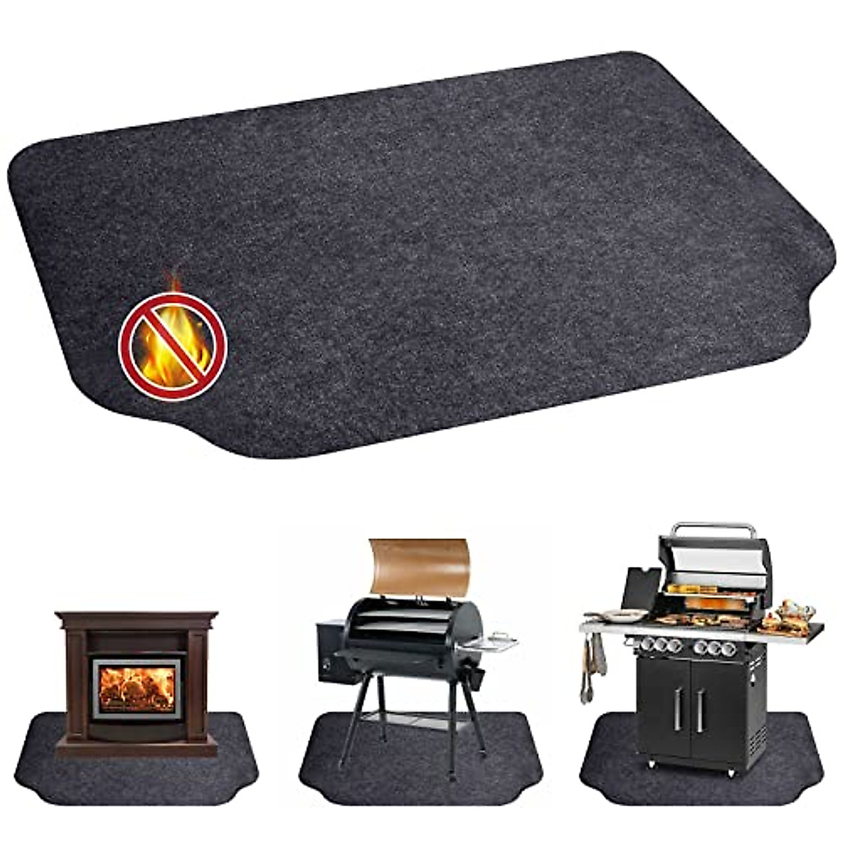 XSONHOO Under Grill Mat,36*48in Grill Mats for Outdoor Grill Deck Protector, Grill Mat for Fireplace, Plane Gas and Propane Burner, and Absorbent Oil, Waterproof, Reusable
