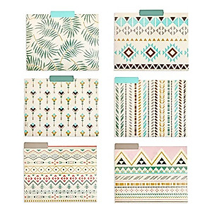 12-Pack Boho-Themed Western Decorative File Folders, Letter Size, 1/3 Cut Tab, Bohemian-Themed