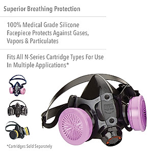 Honeywell North 7700 Series Niosh-Approved Half Mask Silicone Respirator, Small (770030S)
