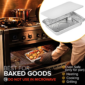 Fit Meal Prep 50 Pack 1.5 lb Aluminum Foil Pans with Lids, 8.75 x 6.25 x 1.5” Take Out Food Containers with Cardboard Cover for Spill Proof, Disposable Aluminum Baking Pan Freezer Oven Safe