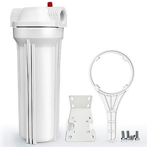 SimPure Whole House Water Filter Housing, Inline Water Filter for Home, Universal 10 inch Sediment Filter with 3/4 NPT Inlet and Outlet, Heavy Duty Steel Bracket, 4 Screws, Wrench