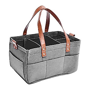 KITERI Diaper Caddy Basket, Felt Storage Caddy, Baby Diaper Caddy Organizer With Handles, Portable Nursery Storage Bin, Baby Diaper Organizer Caddy Bag Suitable For Diapers And Cars