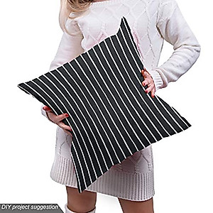 Ambesonne Pinstripe Fabric by The Yard, Monochrome Black and White Design White Thin Uneven Lines on Dark Backdrop, Decorative Fabric for Upholstery and Home Accents, 2 Yards, Black and White