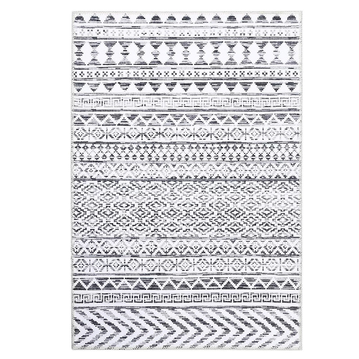 Zacoo Area Rug 9 x 12 Boho Rug Machine Washable Geometric Rug Indoor Modern Moroccan Floor Carpet Extra Large Soft Non-Slip Farmhouse Floorcover Home Decor Rug for Kitchen Living Room Bedroom, Grey