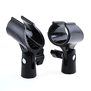 ZRAMO 2PC Stands Black Mic Clip for Microphone Mic Clip Holder for Mic Stand with 5/8" Male to 3/8" Female Adapter, 2-pack