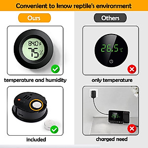 Reptile Tank Accessories, 2 PCS Reptile Thermometer and Humidity Gauge for Bearded Dragon, Jumping Spider, Leopard Gecko, Hermit Crab, Gecko, Ball Python, Lizard