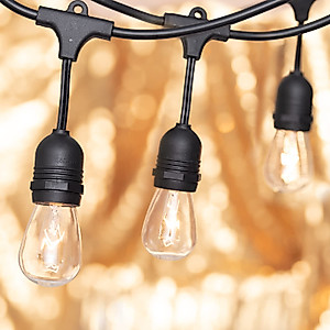 ZOXJOY Outdoor String Lights Weatherproof Strand Edison 15+1 Bulbs, 50FT UL Listed Heavy Duty Decorative Café Market Patio Lights for Bistro Garden Porch