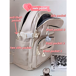 Kawaii Backpack Cute Aesthetic Backpack Preppy Backpack for Women Preppy Stuff Canvas Backpack (black)