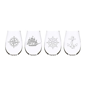 Nautical stemless wine glass (set of 4)