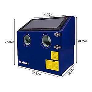 Sand Blaster Bench Top Sandblasting Large Volume Sand Blasters Cabinet for Steel Grit, Glass Beads, Walnut Shells/Various Media Compatible Pressure Blasting Cabinet (Blue)