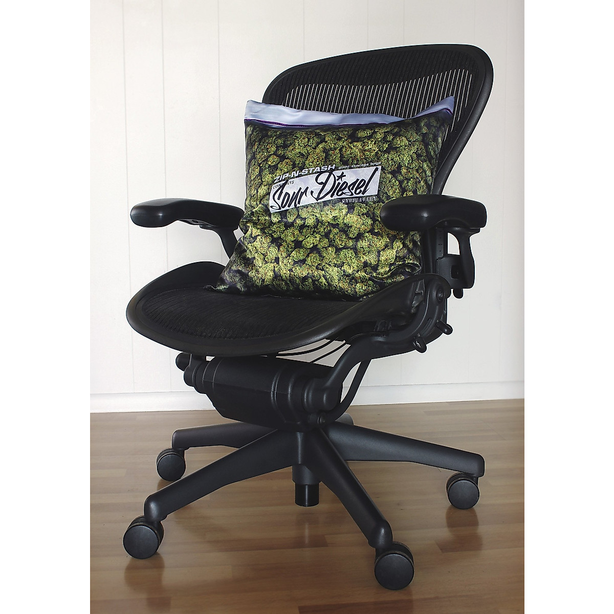 Sour Diesel Giant Stash Weed Pillowcase | Decorative Throw Pillow Cover with Realistic Reefer Imagery | Secret Pocket Compartment | Fits 18 x 18 Inch Pillow Insert | Weed Decor