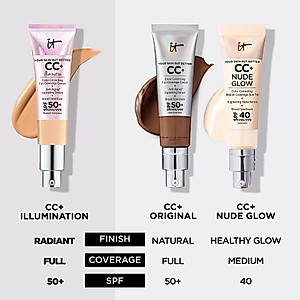 IT Cosmetics Your Skin But Better CC+ Cream Illumination - Color Correcting Cream, Full-Coverage Foundation, Hydrating Serum & SPF 50+ Sunscreen Radiant Finish 1.08 fl oz