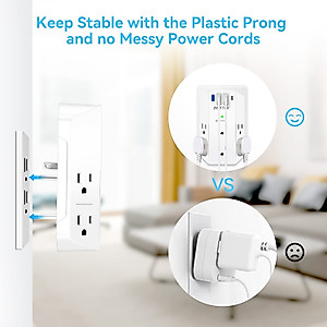 Surge Protector, Outlet Extender with 6 Outlets and 4 USB Ports (1 USB C PD20W), BESTEK 2100 Joules Power Strip 3 Sided Multi Plug Outlet for Wall Mount