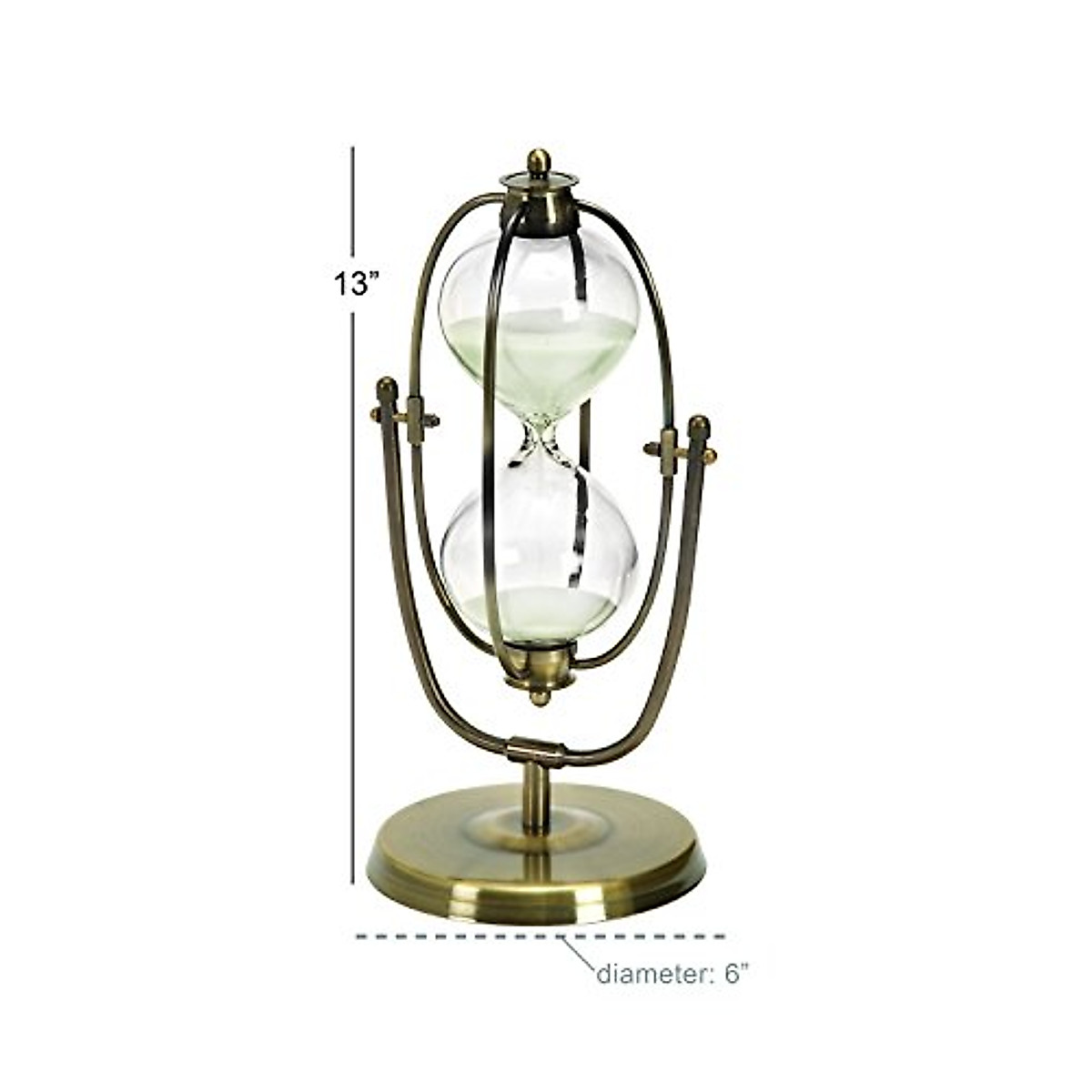 Deco 79 Glass Timer with Rotating Stand, 13" x 6" x 6", Brass