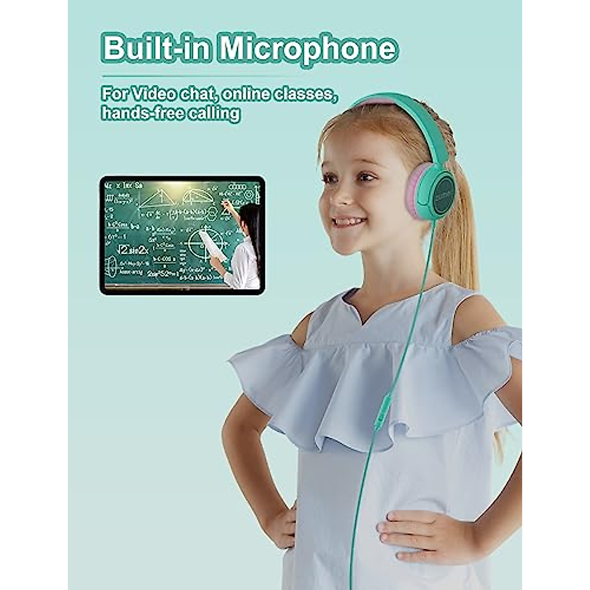 ZIUMIER Kids Headphones Wired, Headphones for Kids with Microphone for Boys Girls, 85dB/ 94dB Volume Limited, Foldable Toddler Headphones for School Airplane Travel,iPad, Fire Tablet, Kindle