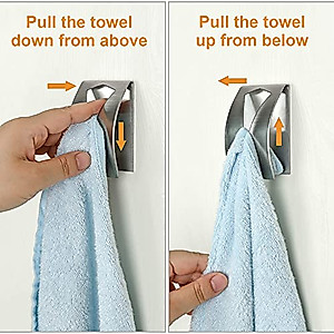 Morobor 4PCS Self Adhesive Dish Towel Holder, Kitchen Towel Hook Rack, Wall Mount Towel Hangers, Hand Towel Hook Tea Towel Holders for Bathroom Kitchen, No Drilling Required