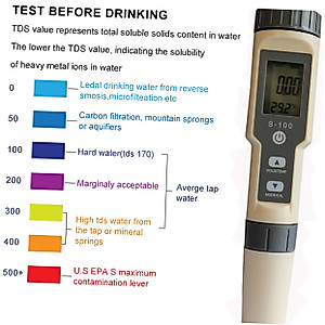 JECOMPRIS Water Quality Tester Water Salimeter Hydrometer Tds Water Quality Testing Pen Temperature Tester Salt Water Gravimeter Salt Meter Light Grey