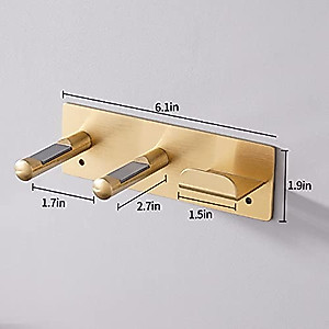 Hair Dryer Holder Wall Mounted, Self Adhesive Blow Dryer Holder Hair Dryer Organizer Hair Dryer Holder Wall Mounted Compatible with Dyson Blow Dryer Gold Banjekt