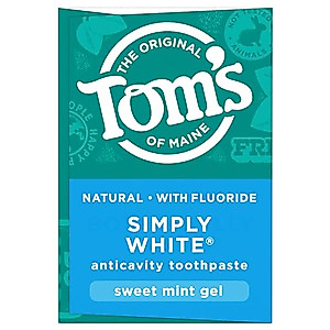 Tom's of Maine Natural Simply White Fluoride Toothpaste, Sweet Mint, 4.7 oz. 3-Pack (Packaging May Vary)
