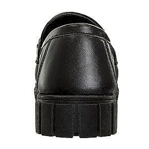 French Toast Girls Round Toe Ankle Strap Maryjane School Shoes - Mary Jane Chunky Platform Oxford Dress Shoe Pumps - Black Chain (Size 2 Big Kid)