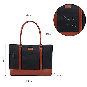 ANKUER Laptop Tote Bag for Women：Work Tote Bag Fits 15.6 Inch Laptop Shoulder Bag with USB Charging Port College Tote Computer Tote Bags for Travel (Grey)