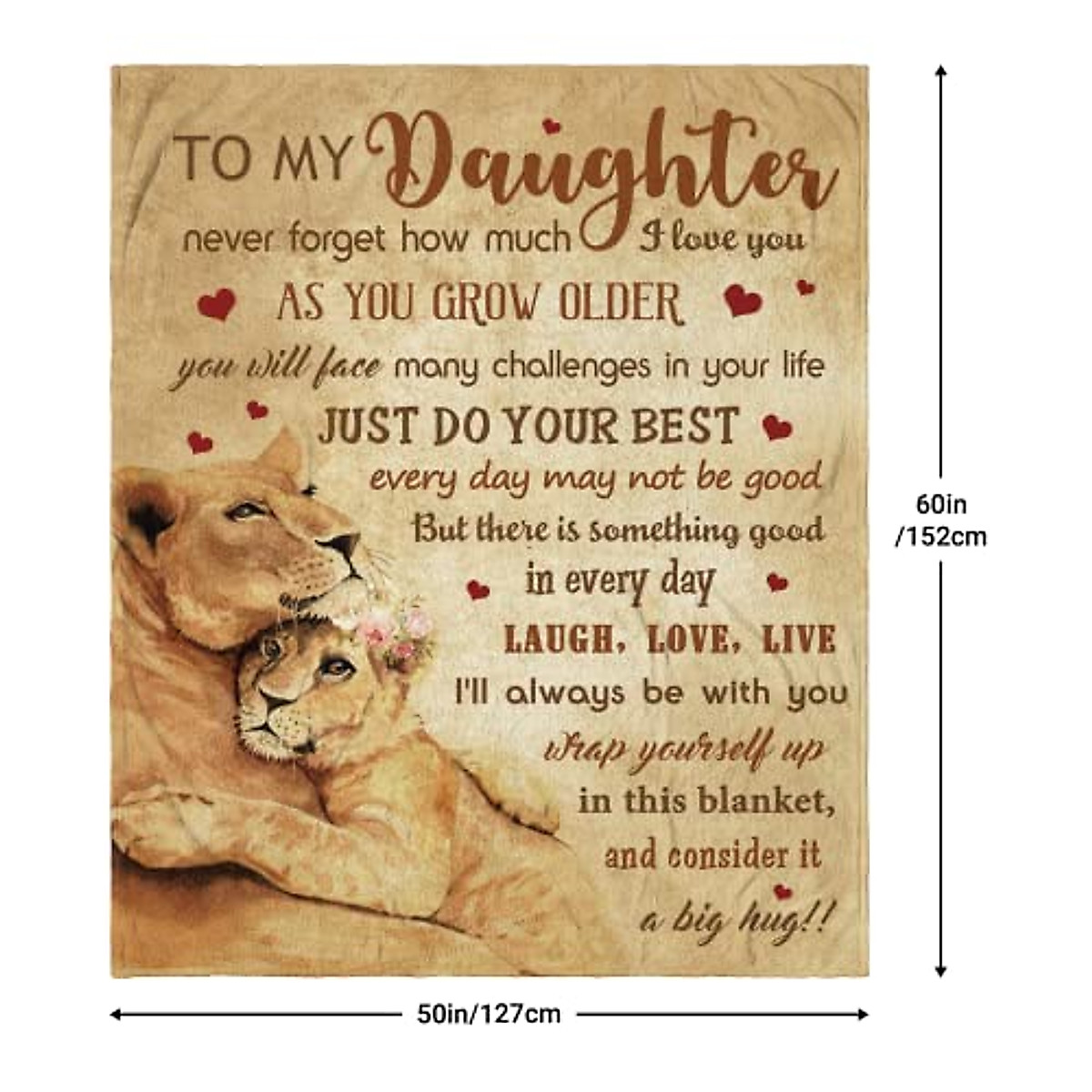 Qotuty for Daughter, Daughter Gifts Throw Blanket 50"x60", to My Daughter Gifts, Daughter Gift from Mom, Birthday Gifts for Daughter Adult, Graduation Gifts for Daughter Blankets