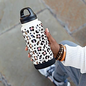 Swig Life 30oz Triple Insulated Stainless Steel Wide Mouth Water Bottle with Handle, Dishwasher Safe, Double Wall, Vacuum Sealed, Reusable Thermos in Black Walnut Print