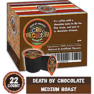 Crazy Cups Decaf Flavored Hot or Iced Coffee, for the Keurig K Cups 2.0 Brewers, Death By Chocolate, 22 Count