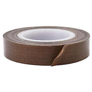 MISSYOUNG PTFE Coated Fabric Teflon Tape High Heat Teflon Adhesive Tape High Temperature Teflon Tape for Vacuum, Hand and Impulse Sealers Machine Sealing Tape 0.13mm Thickness (1/2 Inch x 33 Feet)
